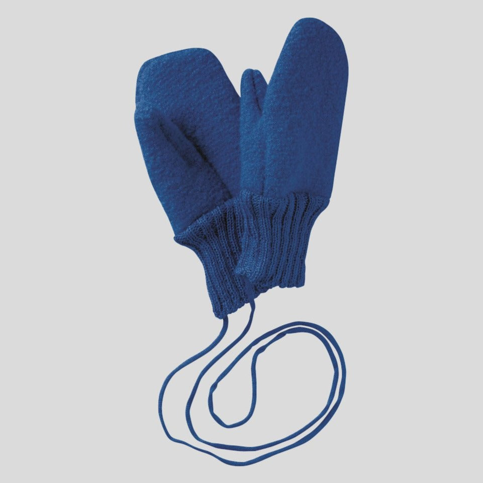 Organic Boiled Merino Wool Mittens Navy